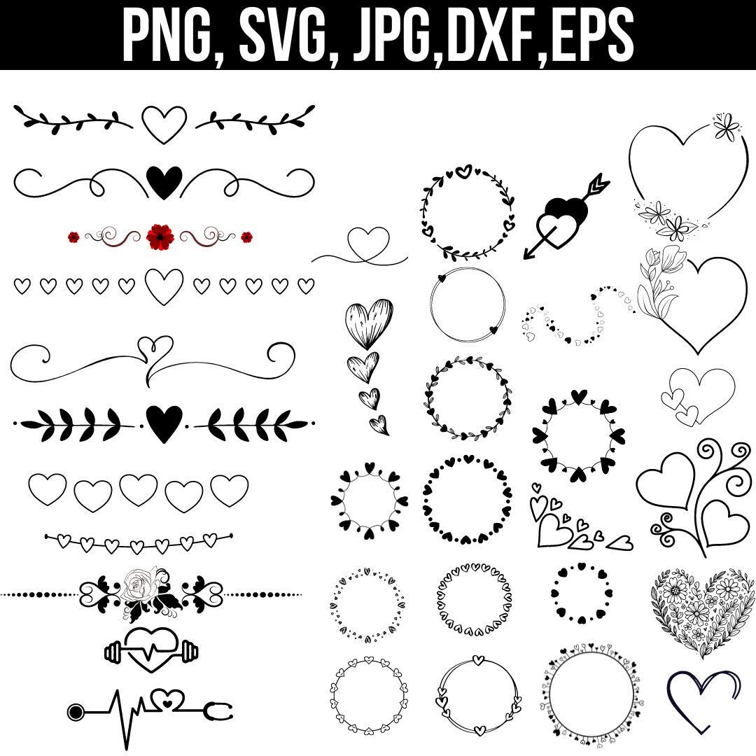 Heart Boarder Svg, Heart Svg, Heart Boarder Cut File, Floral Boarder ...