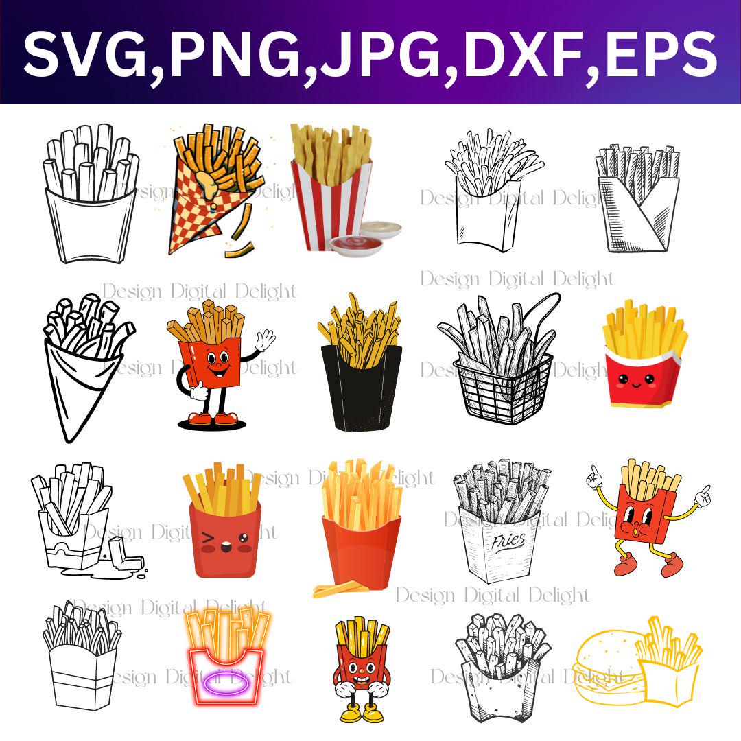 French Fries Svg Svg Bundle French Fry Svg Silhouette Cricut Cut File ...