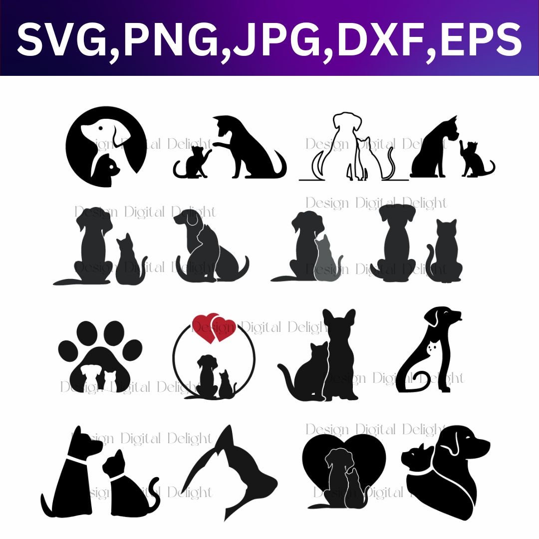CAT and DOG SVG, Cat and Dog Clipart, Cat and Dog Svg Cut Files for ...