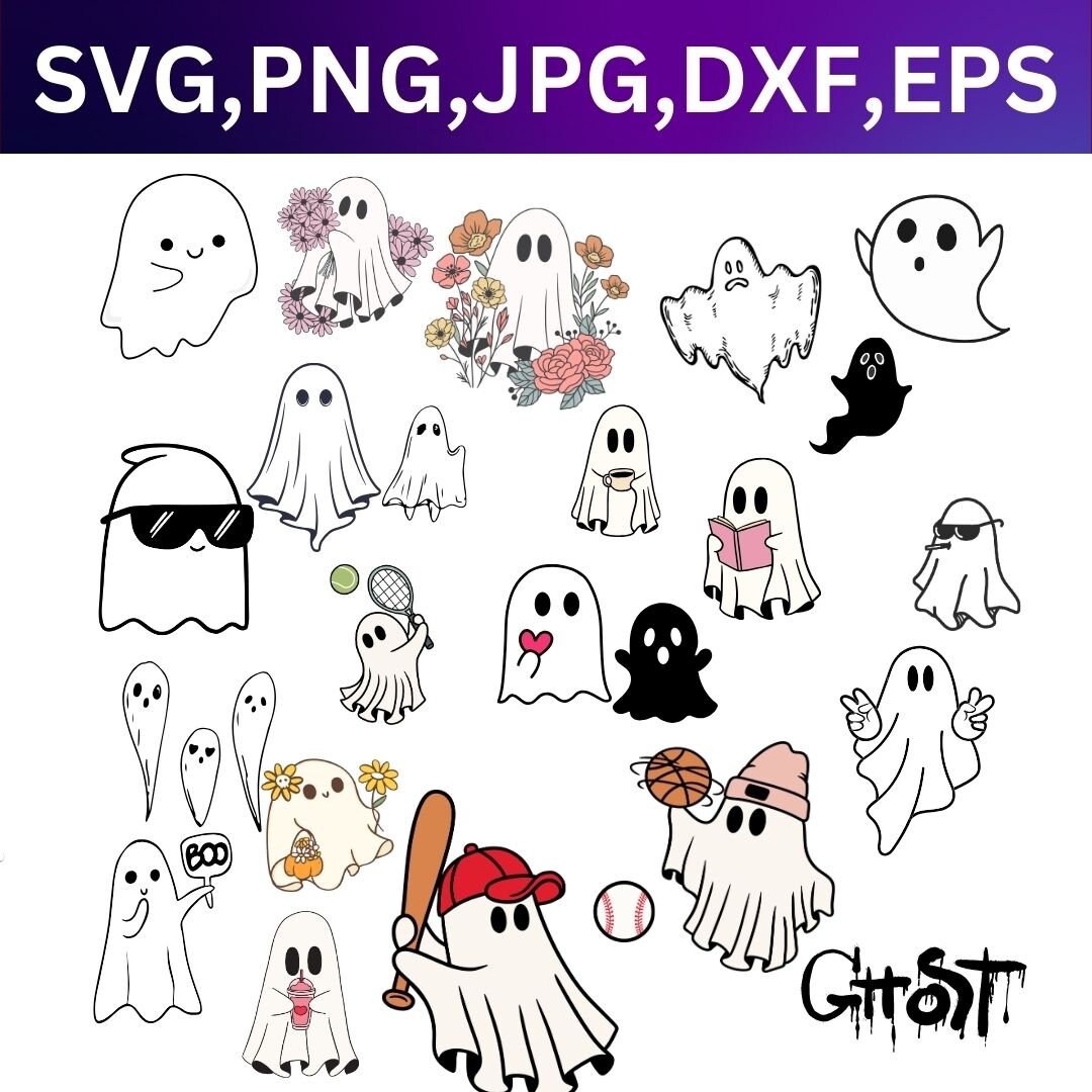 GHOST SVG, Halloween Svg, Ghosts Svg, Ghost Svg Bundle, Ghost Clipart ...