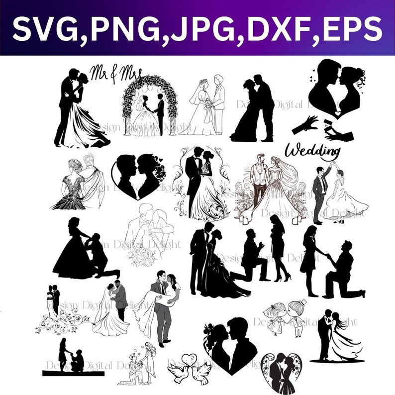 WEDDING Svg Bundle, Couple SVG, Lovers SVG Clipart, Cut Files, Cricut ...