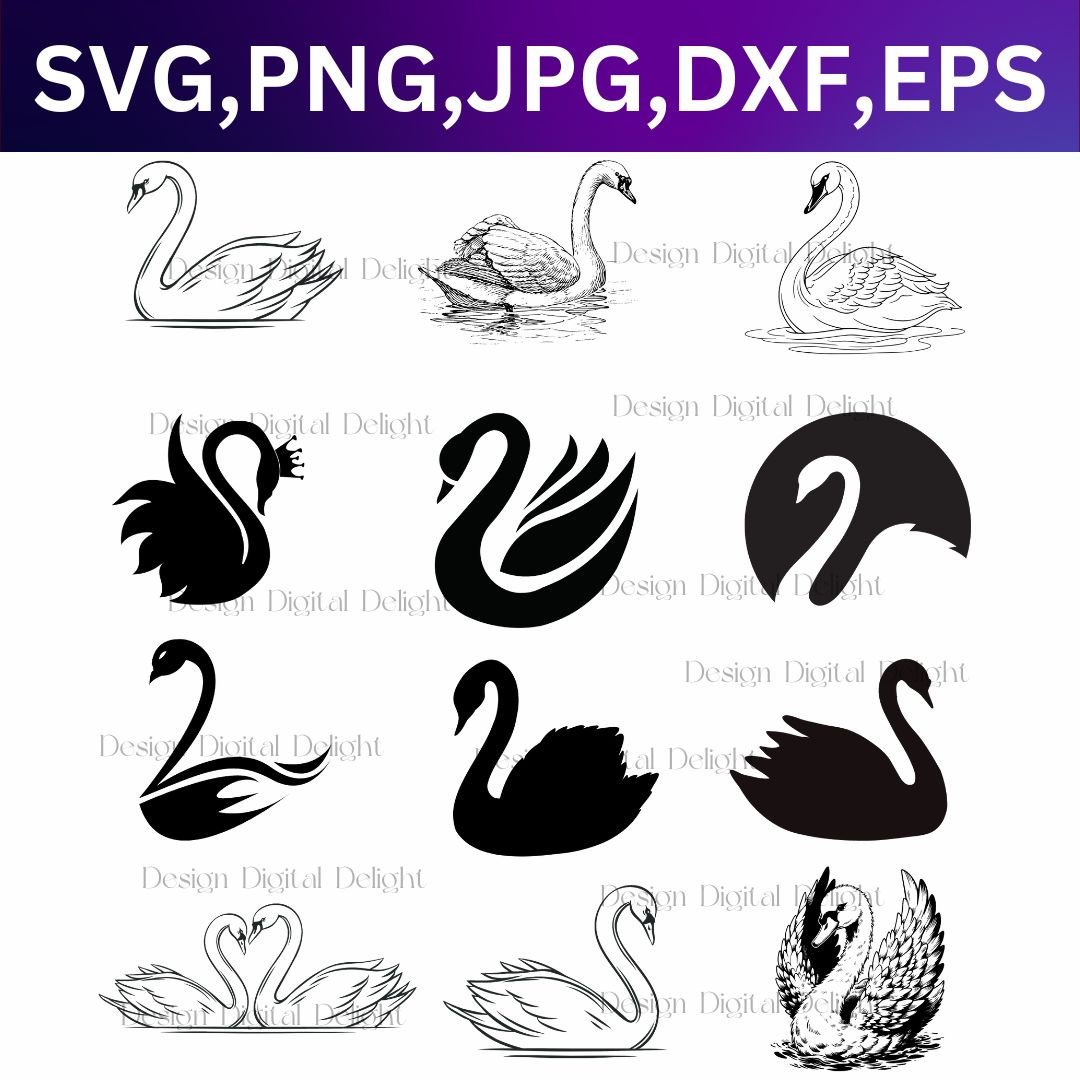 SWAN SVG BUNDLE, Swan Svg, Swan Bundle Png, Swan Clipart, Swan Cut ...