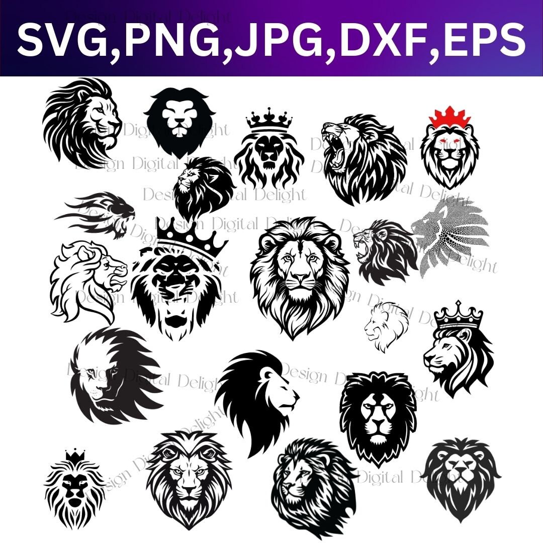 LION SVG BUNDLE, Lion Head Svg, Wild Animal Svg, African Animal, Zoo ...