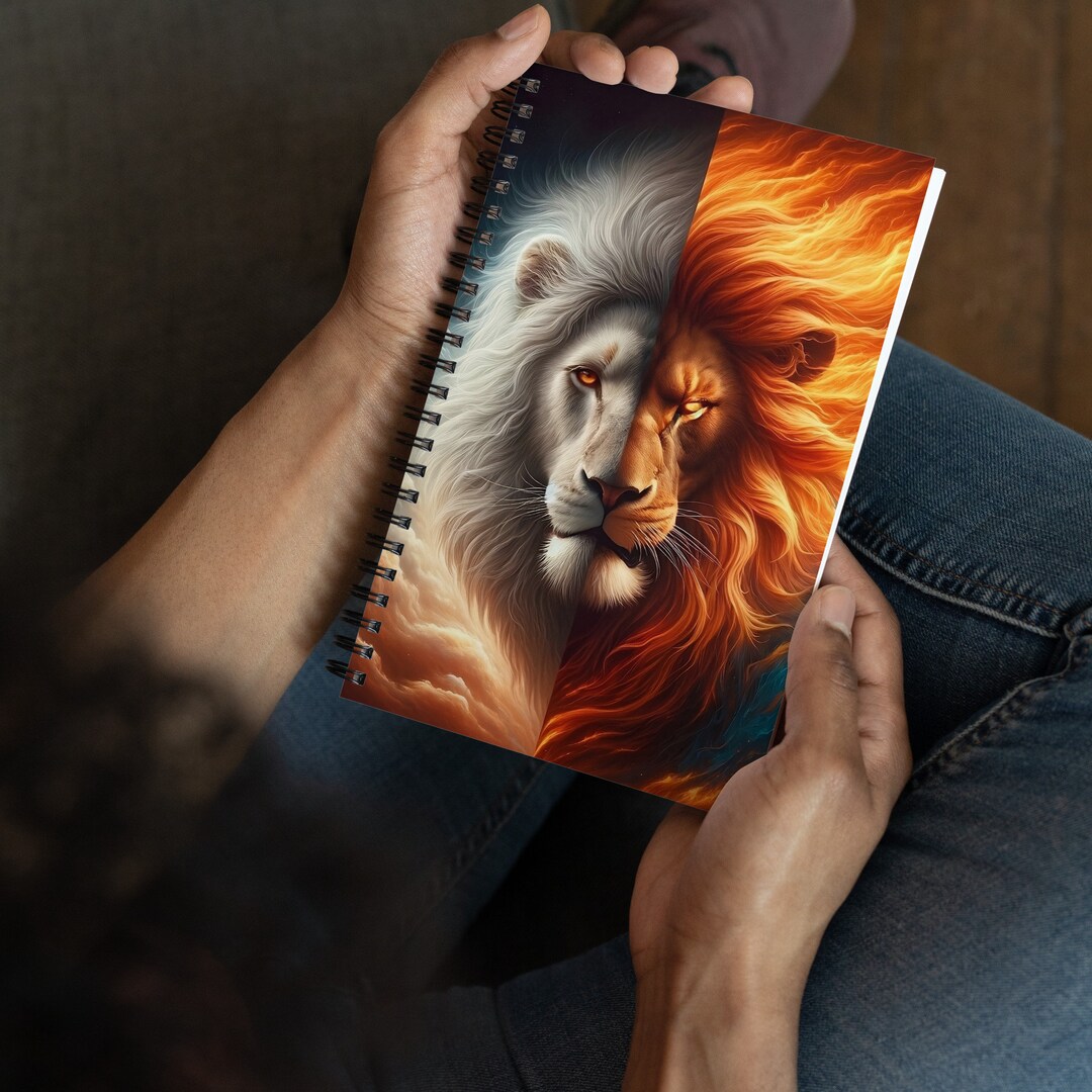Spiritual Lion Spiral Notebook – Soft-touch Cover, Dotted Pages ...