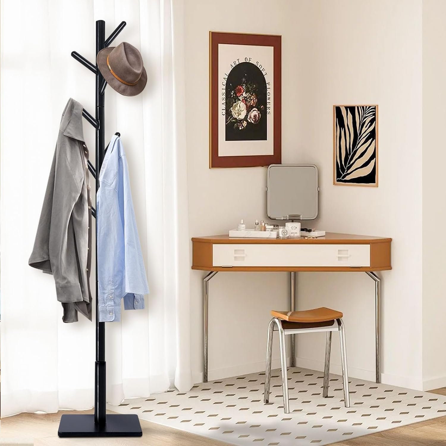 Wooden Standing Coat Rack With 8 Hooks Modern Coat Rack Clothing Rack ...