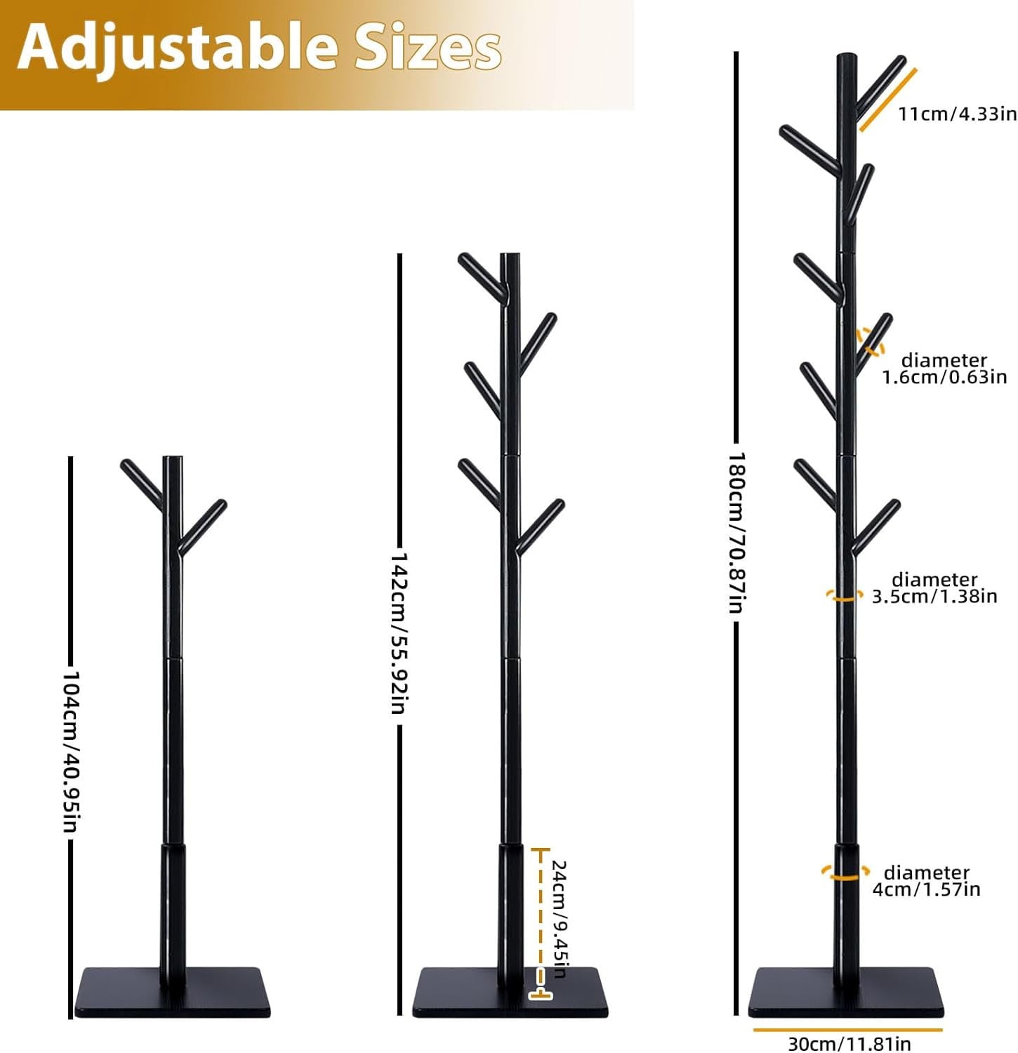 Wooden Standing Coat Rack With 8 Hooks Modern Coat Rack Clothing Rack ...