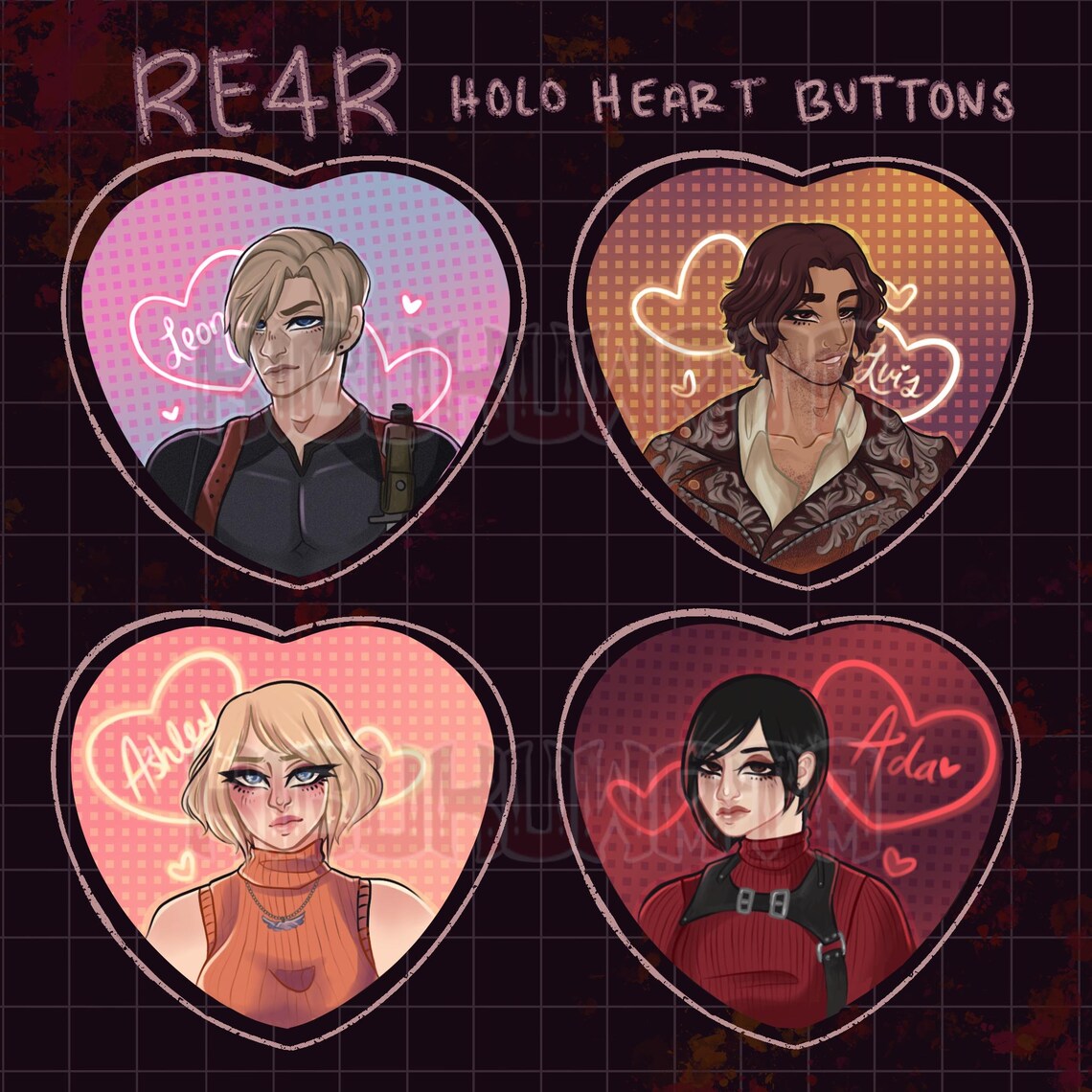 RE4R Holo Heart Buttons - Etsy