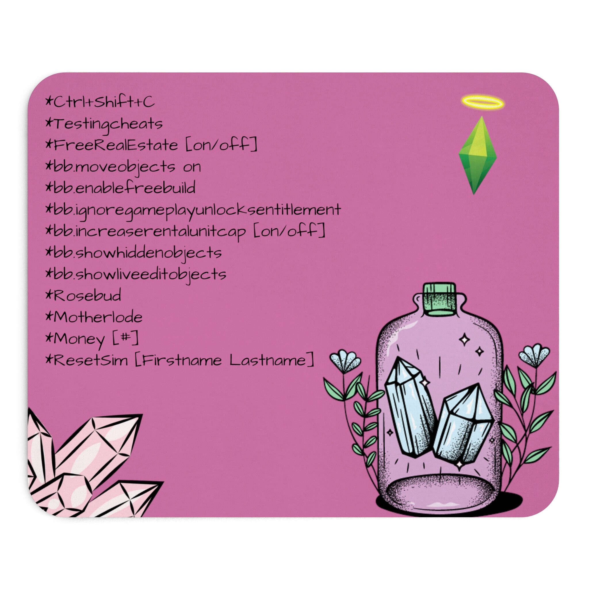 Sims Mouse Pad Sims4 Cheats Crystal Cheatcodes Gaming Fan Cute Funny ...