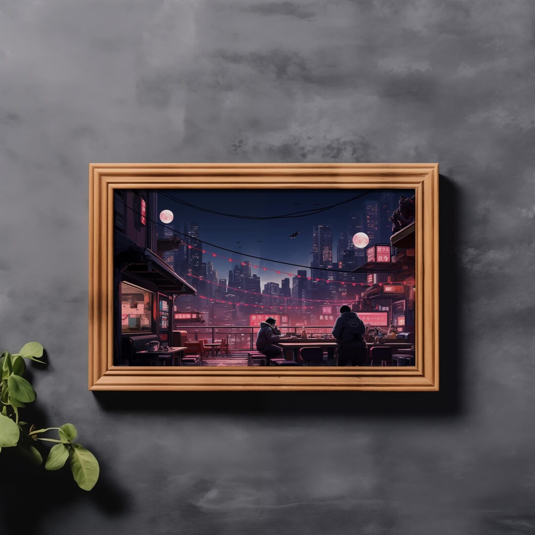 Printable Cyberpunk Dystopian City Landscape Artwork, Wall Art, Digital ...