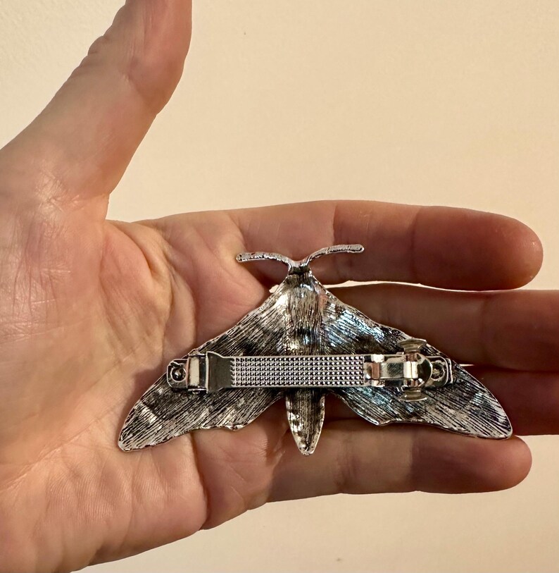 Hand-painted Vintage-style Moth Hair Clip With Moon Phase Wings in ...