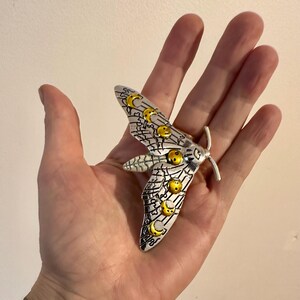 Hand-painted Vintage-style Moth Hair Clip With Moon Phase Wings in ...