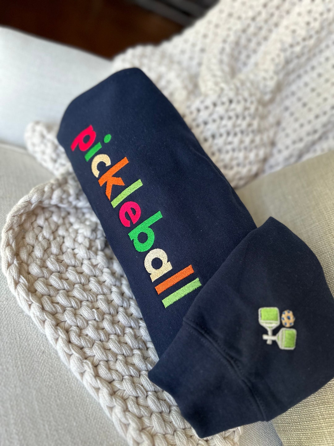 Embroidered Pickleball Sweatshirt With Logo Sleeve Detail, Gift for ...