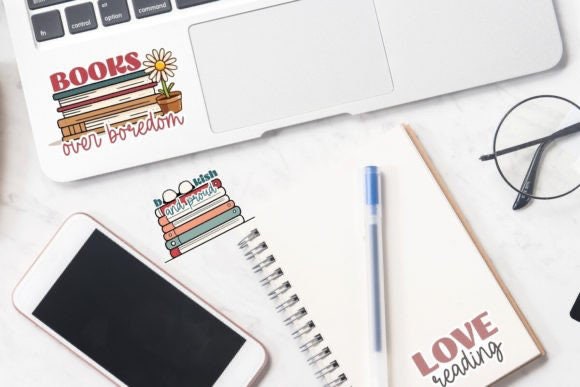 Bookish Reading Journal, Printable Book Lover Stickers PNG Stickers ...