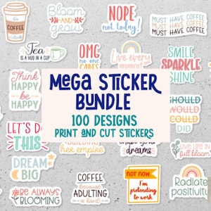 Printable Mega Sticker Bundle - 100 Cute Designs, Business Branding ...