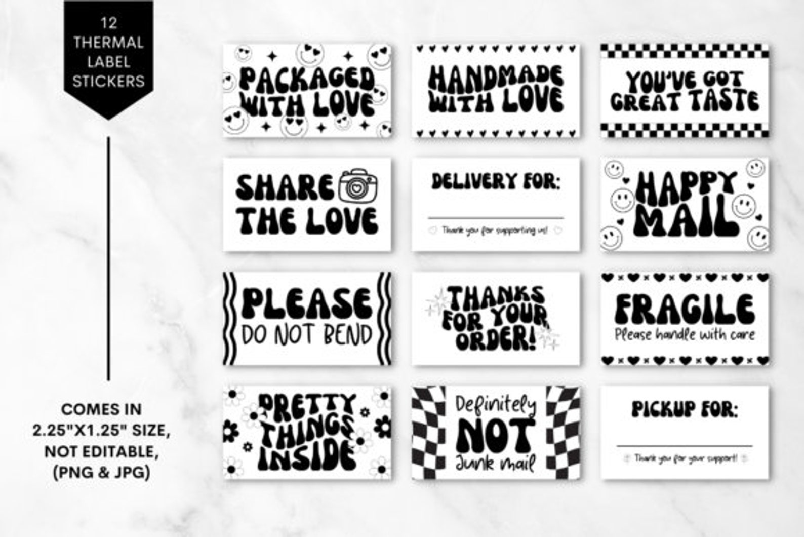 12 Retro Thermal Label Design Bundle, Thermal Label, Printable ...