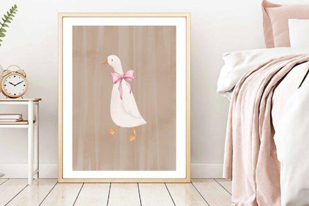 Silly Goose Wall Art, Cute Goose Poster, Silly Goose Beige Wall Art ...