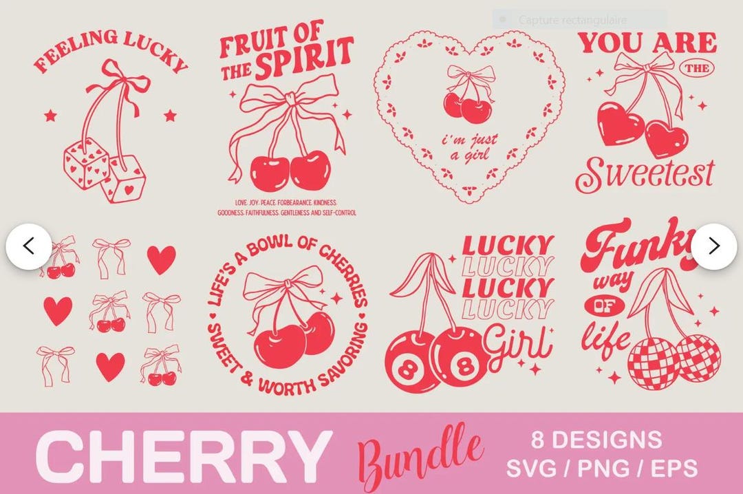 Cherry Bow Bundle SVG PNG, Cherry Shirts, Valentine's Day Svg, Svg ...