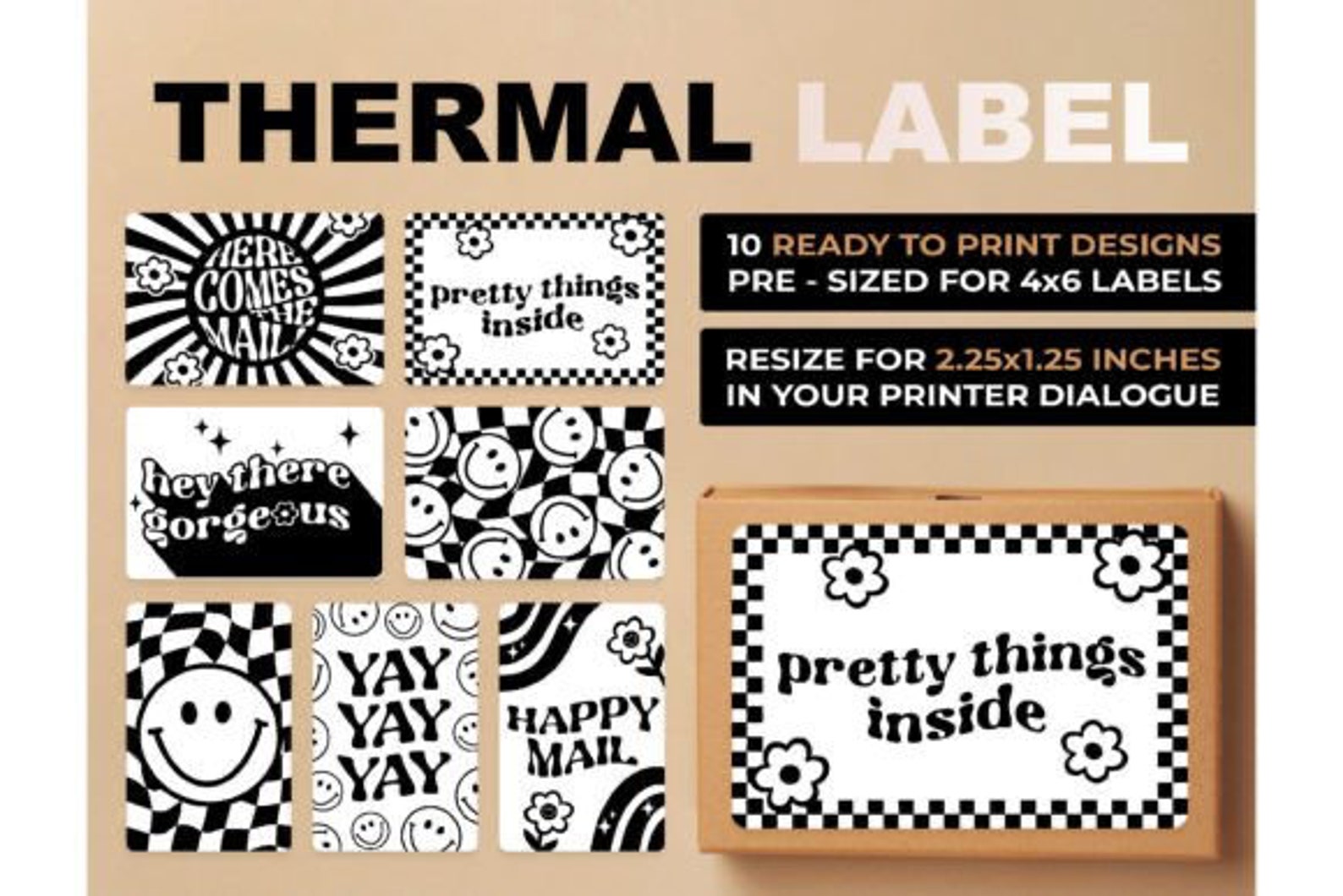 Pack Retro Thermal Label Design, Thermal Label, Printable Packaging ...