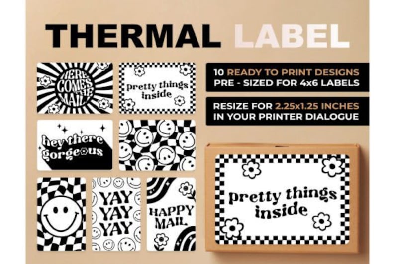 Pack Retro Thermal Label Design, Thermal Label, Printable Packaging ...