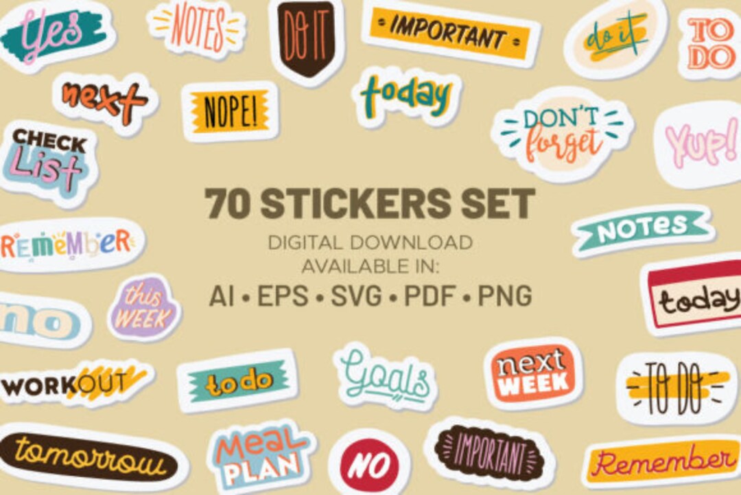 Digital Planner Digital Stickers - 70 Stickers, Goodnotes File, Pre ...