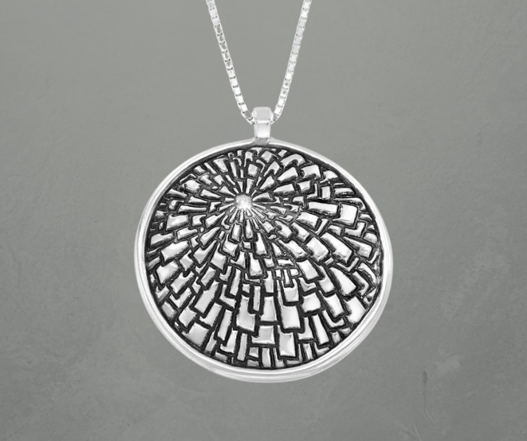 Handmade Fine Silver Pendant Circular Silver Pendant Modern Minimalist ...