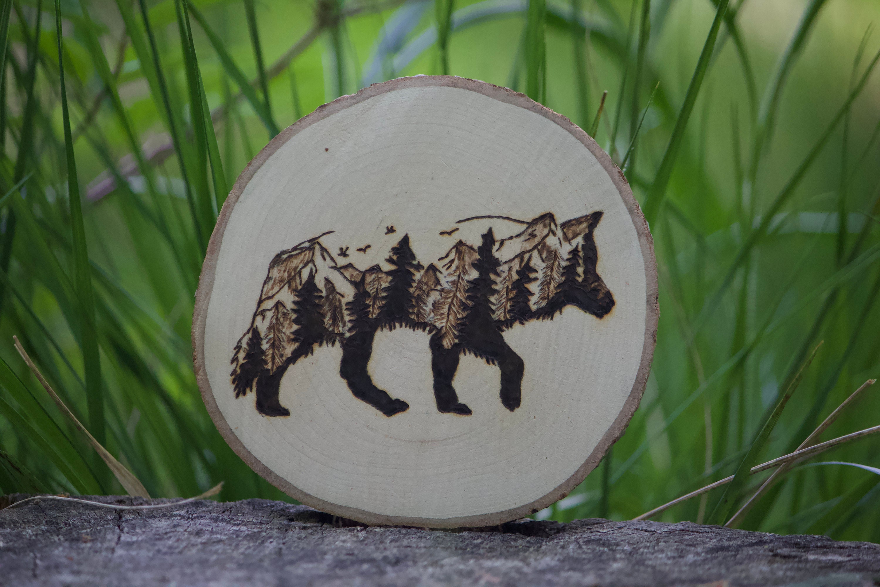 Double Exposure Wolf Wood Burning - Etsy