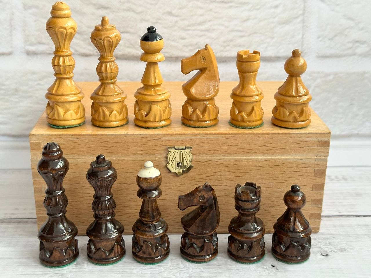 Beautiful German Chess Set With Weights. Handmade Wooden Chess Set in ...