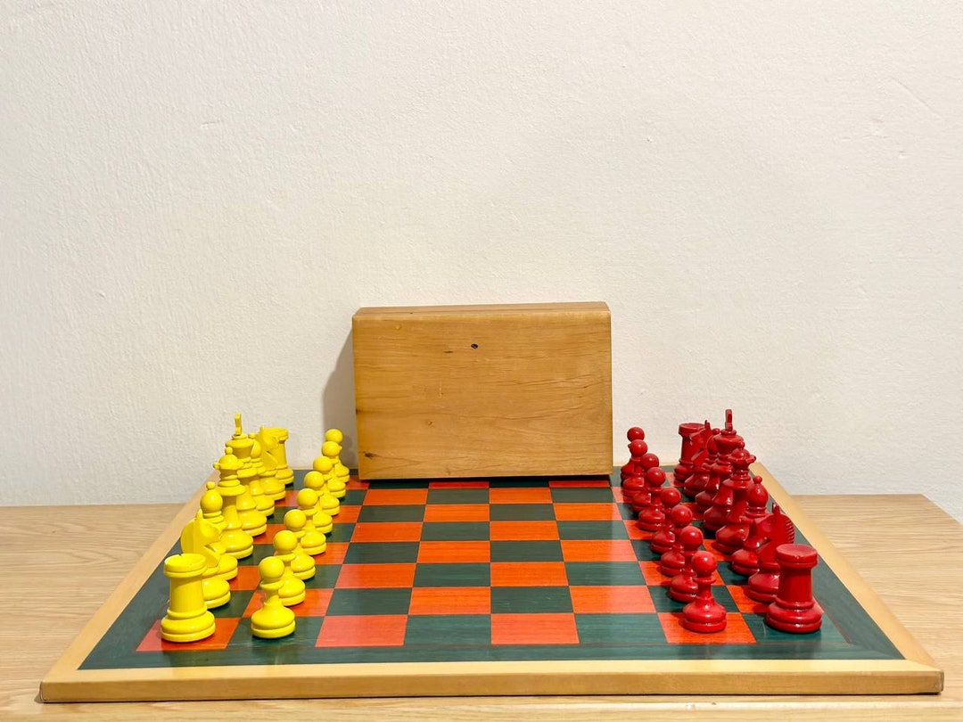 Rare Germany Red Chess Set in Box 70s in Good Condition. Great Gift for ...