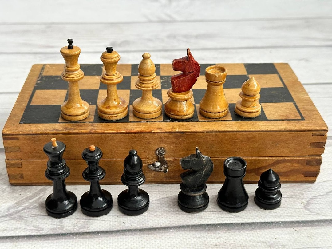 USSR Wooden Mini Chess Set 50s Vintage in Good Condition. Great Gift ...
