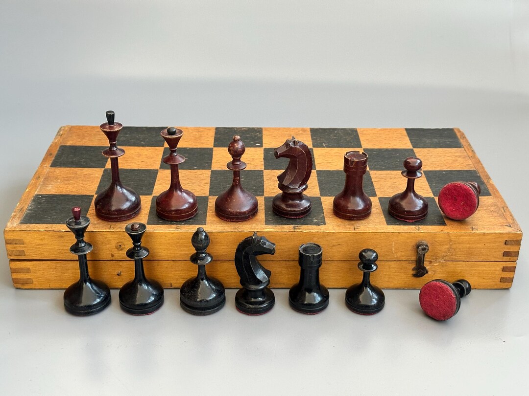 Nobel Chess Set USSR Soviet Chess Set Vintage 50s With Wooden Chess ...