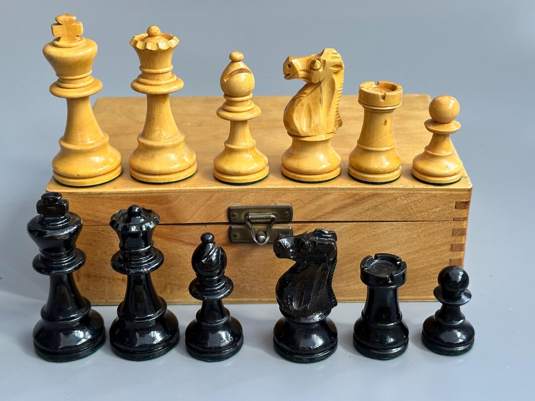 French Lardy Chess Set Wood Chess Set With Weights 80s Vintage in Very ...