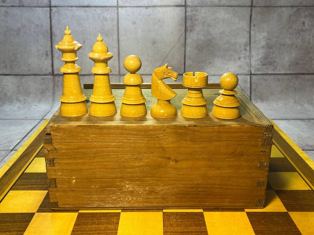 Czech Wood Chess Set in Original Box, Without Chess Board 50s Vintage ...