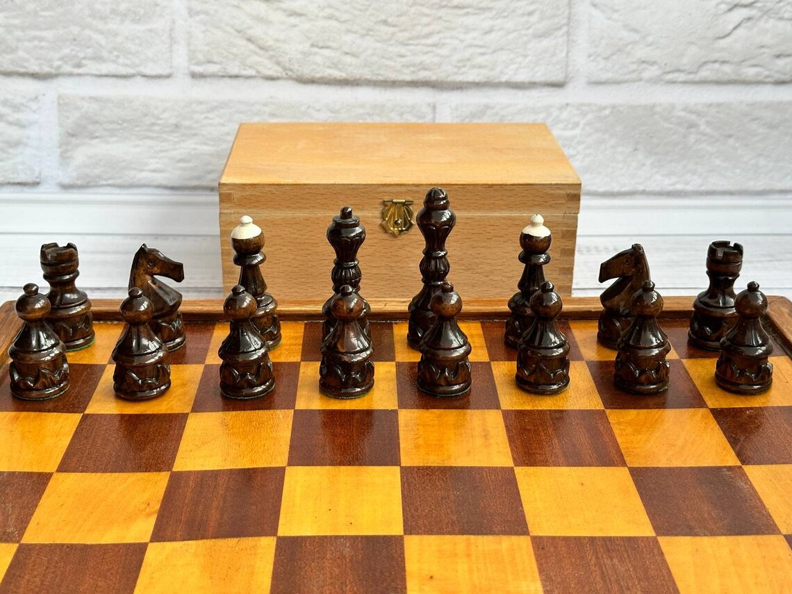 Beautiful German Chess Set With Weights. Handmade Wooden Chess Set in ...