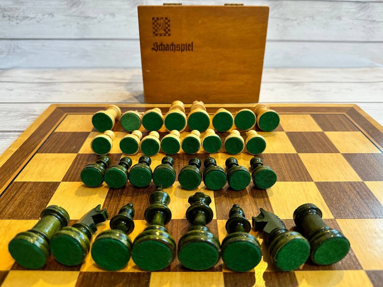 Green Germany Chess Set in Box 80s Vintage in Good Condition. Great ...