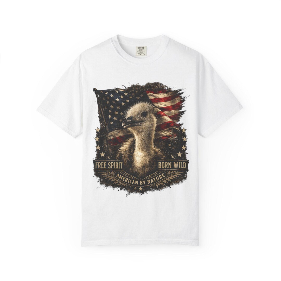 Patriotic Emu With American Flag T-shirt | Free Spirit Born Wild - Etsy
