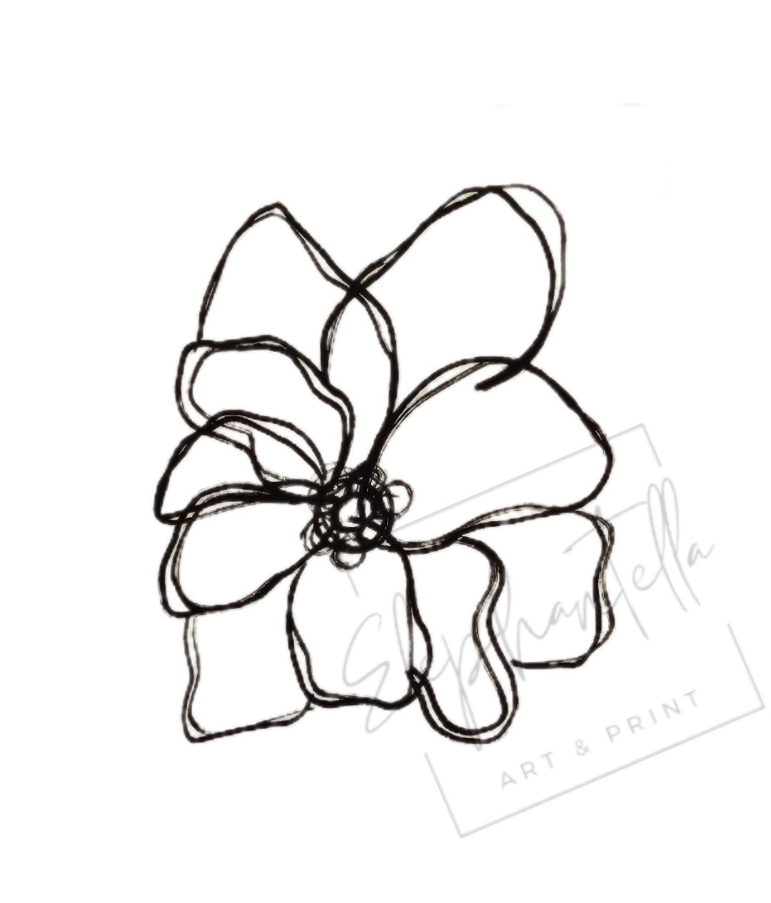 Line Drawing Simple Flower - Etsy