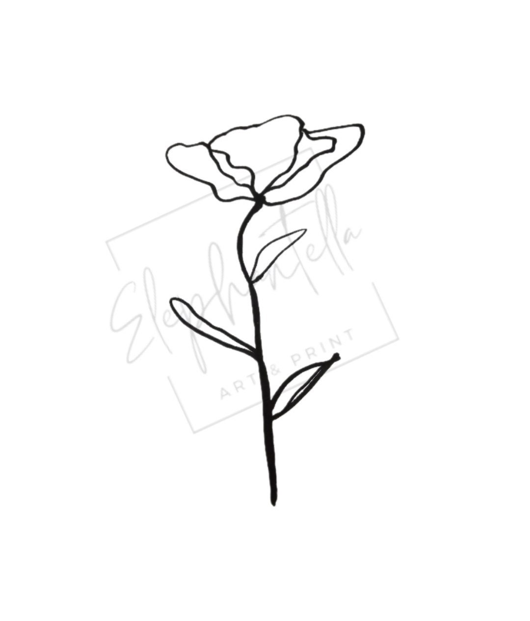 Line Drawing Simple Flower - Etsy