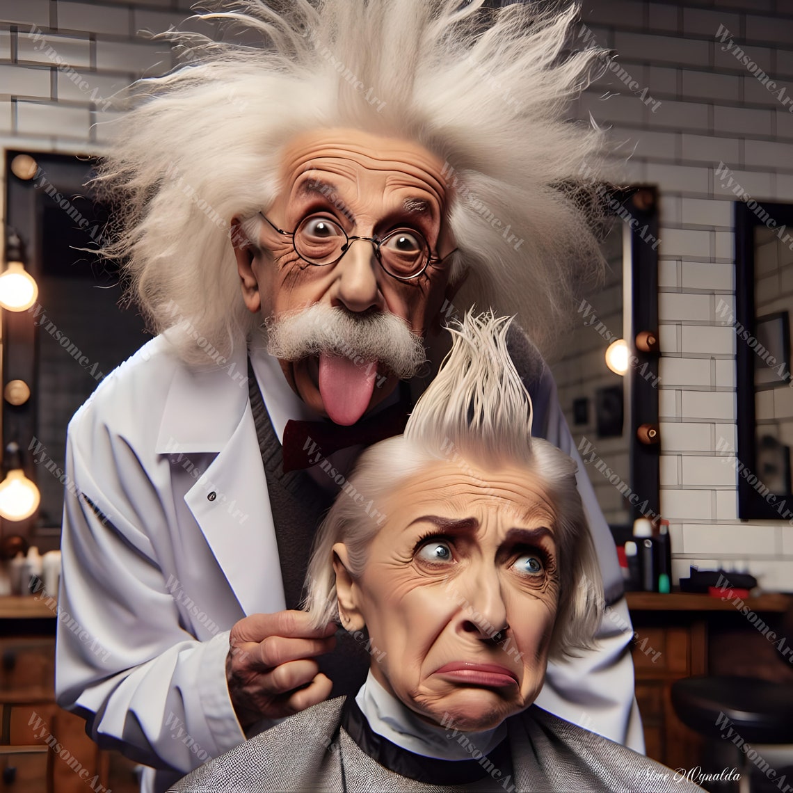 Albert Einstein as a Hair Stylist - Etsy