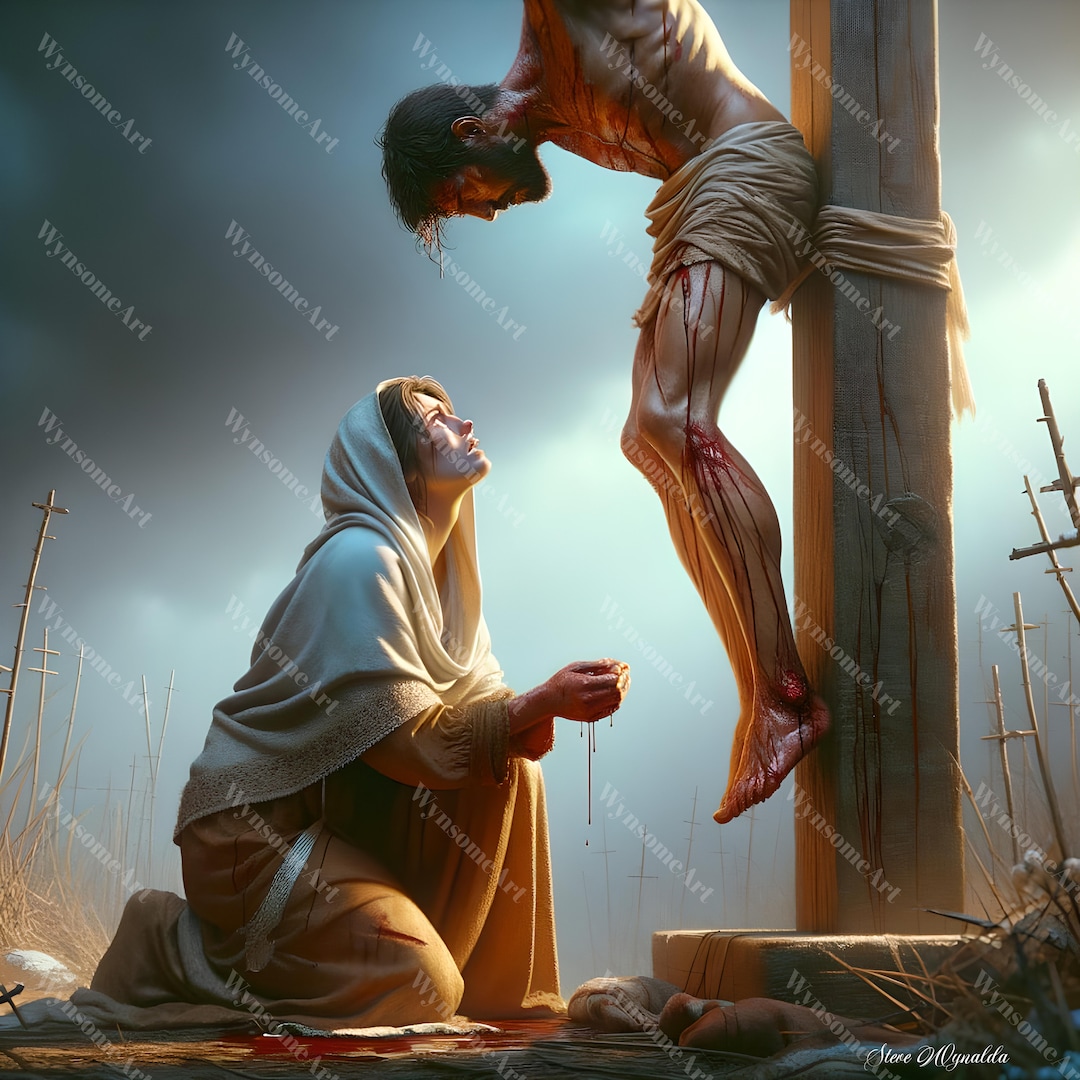 Mary At The Foot Of The Cross Digital Prints Etsy