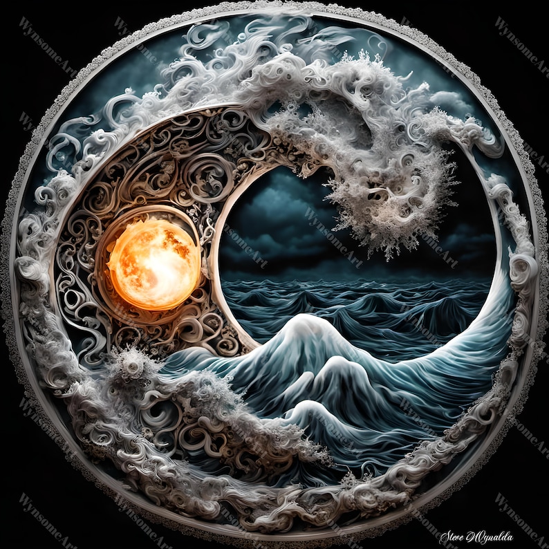 Great Wave Mandala Print | Hokusai Style Art (digital Download) - Etsy