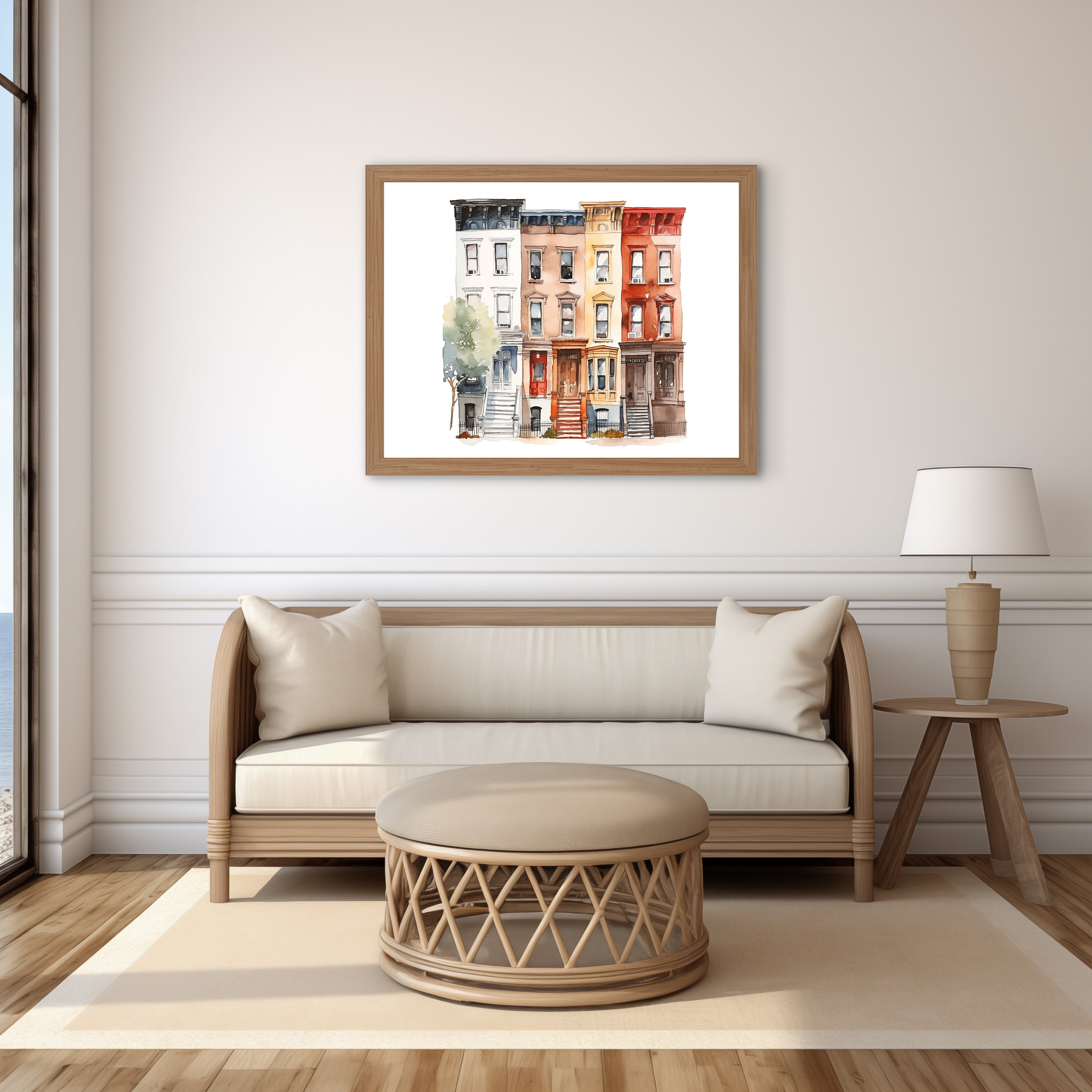 Brooklyn Brownstone Watercolor Painting, New York City Wall Art ...