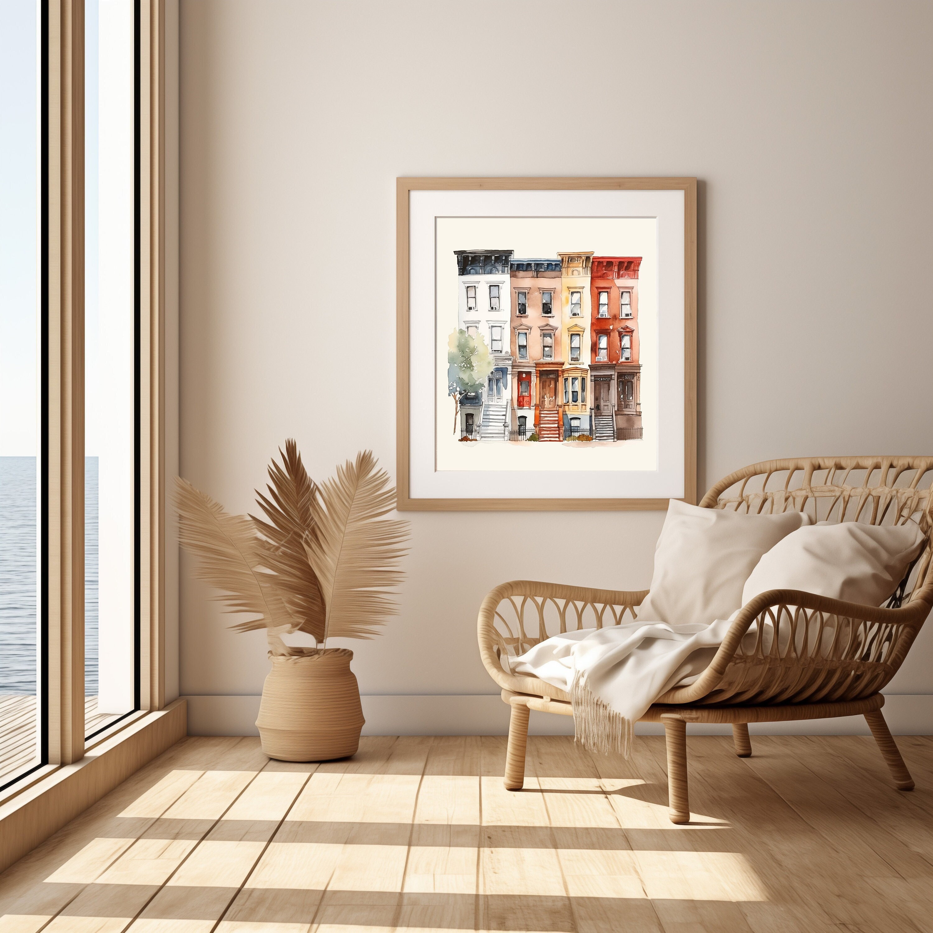 Brooklyn Brownstone Watercolor Painting, New York City Wall Art ...