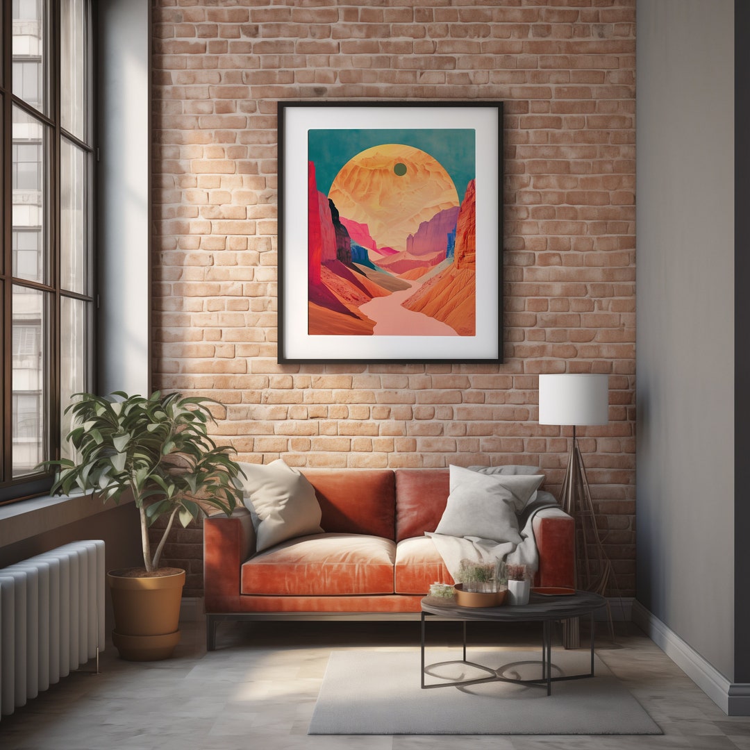 Colorful Eclipse Collage Poster, Grand Canyon Moon Rise Print, Sci-fi ...