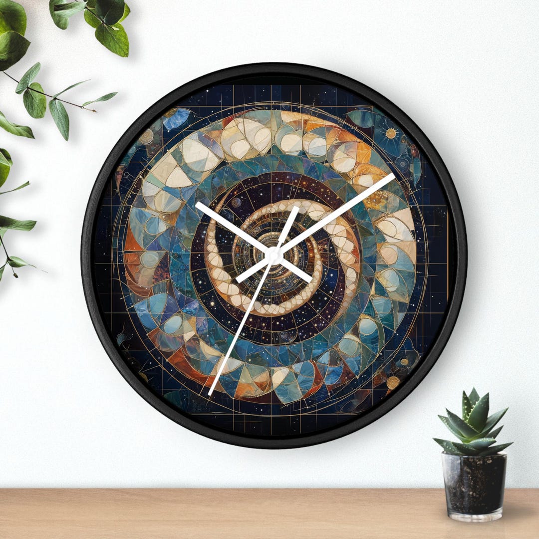 Cosmic Fibonacci Sequence Wall Clock, Vintage Style Wall Art ...