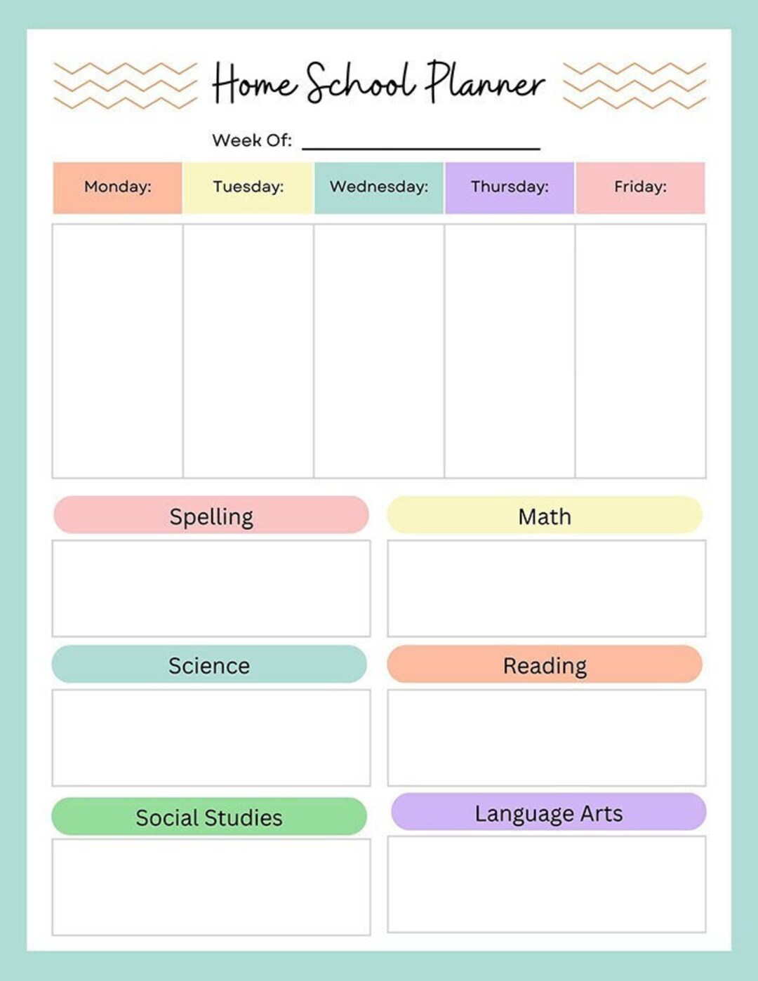 Homeschool Lesson Plan Template, Homeschool Lesson Planner Printable ...