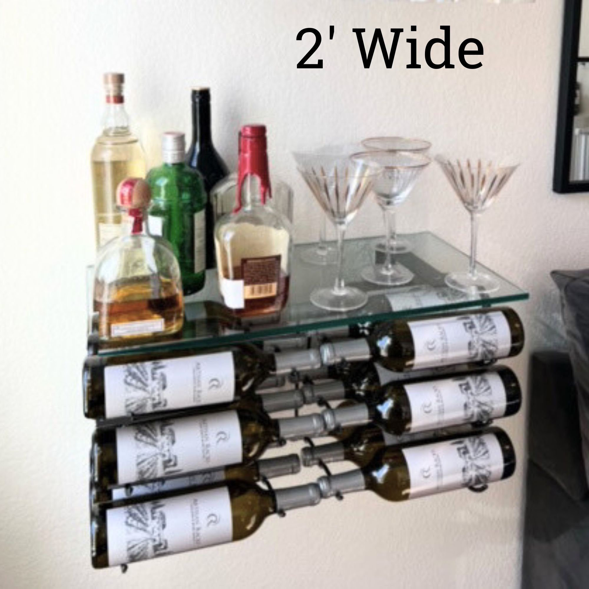 2' Wine Rack With Glass Shelf. 24 width X 12 depth X 14 height - Etsy