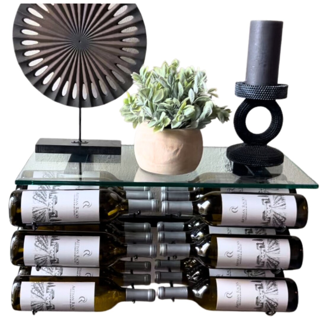 2' Wine Rack With Glass Shelf. 24" (width) X 12" (depth) X 14" (height ...