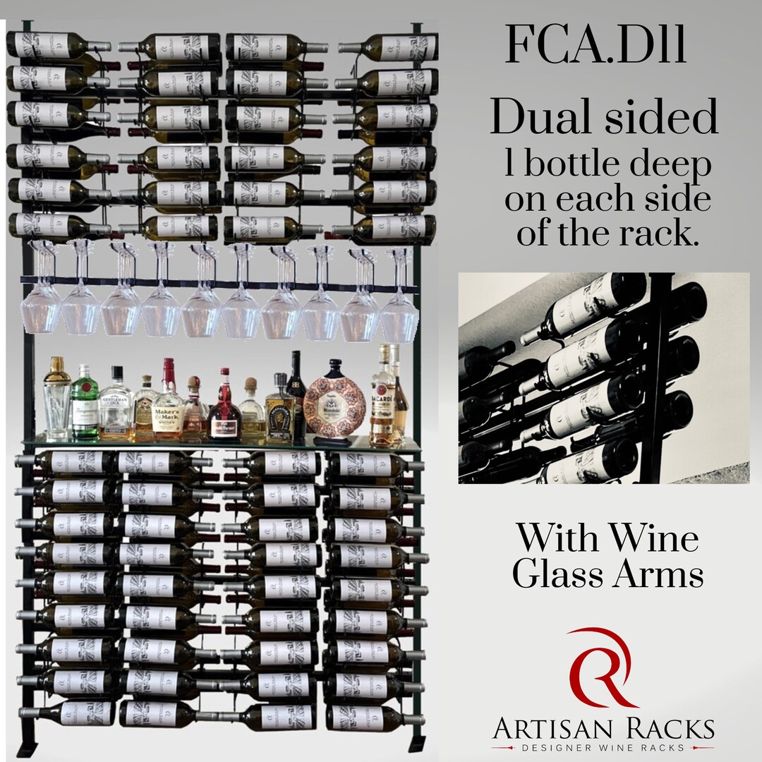 Floor to Ceiling Wine Rack. up to 120 Bottles. Dual Sided. Wine Glass ...
