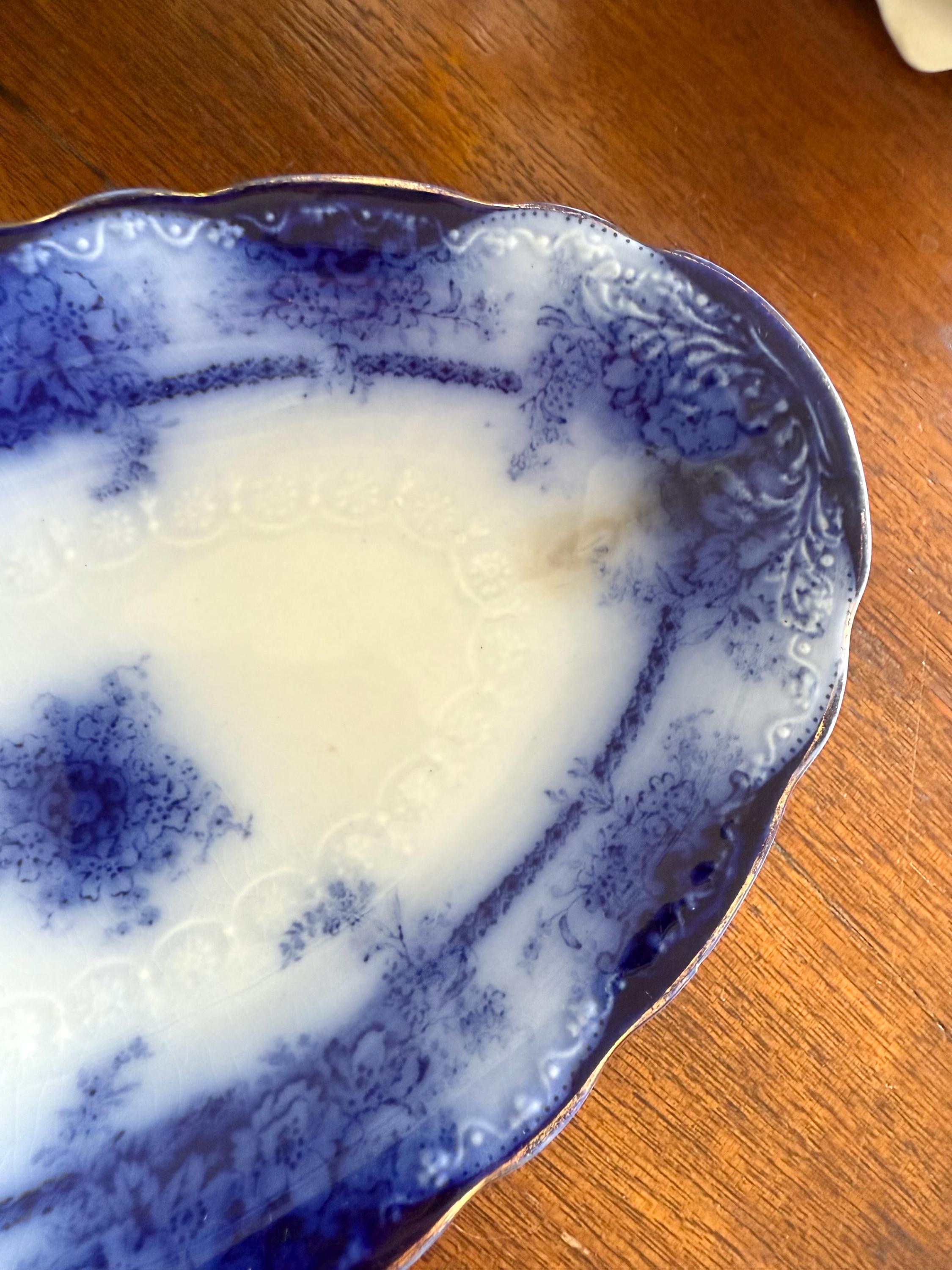 Antique Flow Blue Oval Plate: Alfred Meakin Kelvin Gold Accents - Etsy