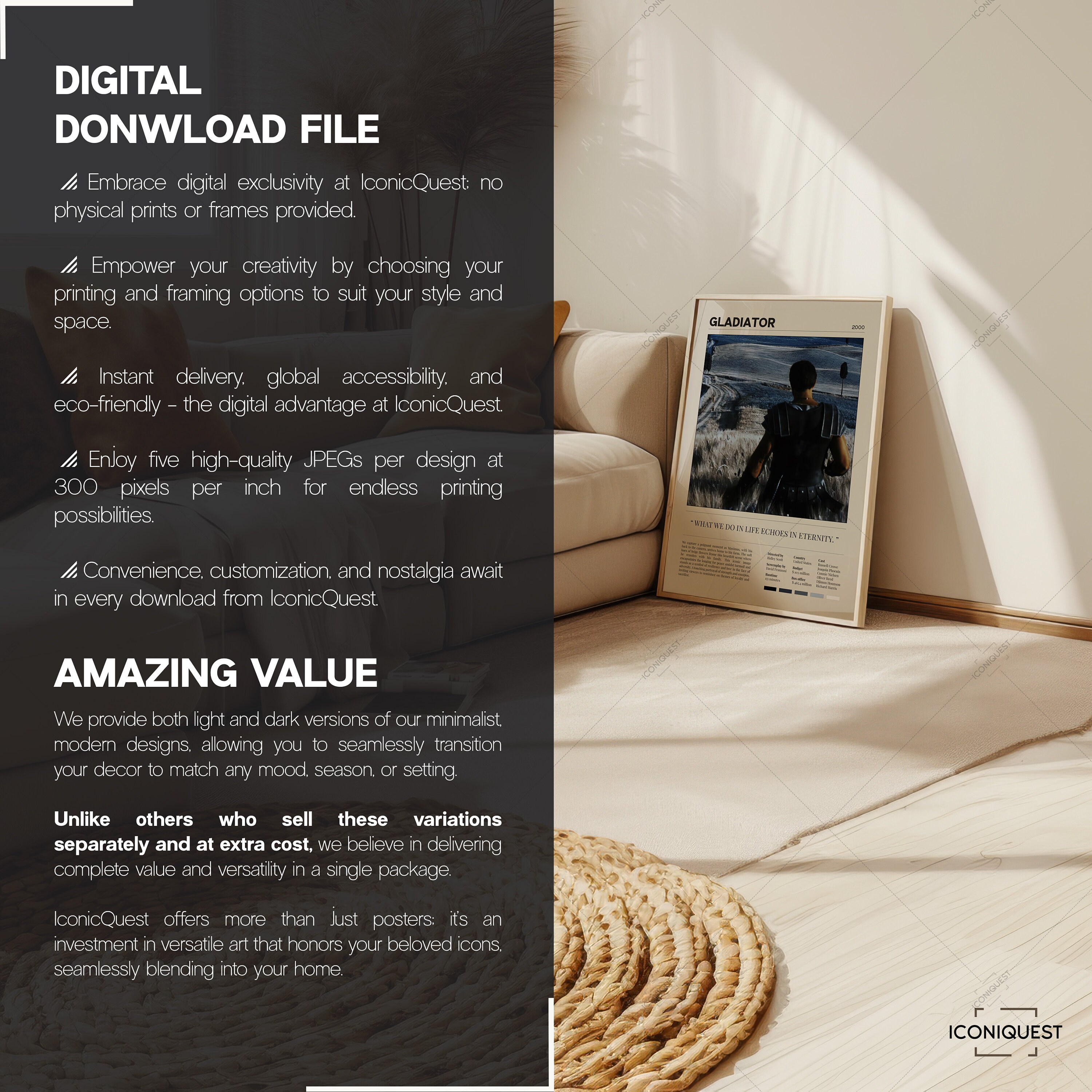 Gladiator Movie Poster Maximus Farm Scene Wall Decor Vintage Retro ...